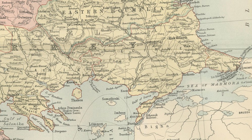 Antike Karte der Türkei in Europa,1884 bei Pamono kaufen