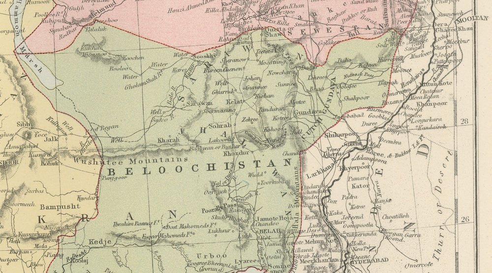 Antica mappa dell'Afghanistan e del Beloochistan Blacks Atlas, 1884 in ...