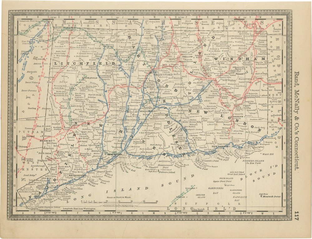 Ntique Connecticut Karte, 1888 bei Pamono kaufen