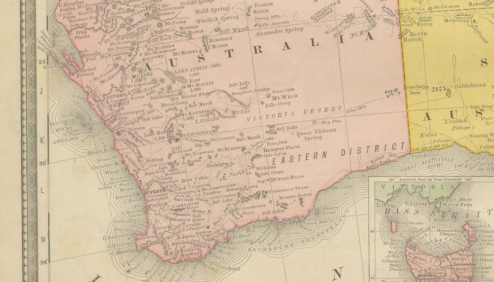 Antique Australia and New Zealand Map, 1888 for sale at Pamono