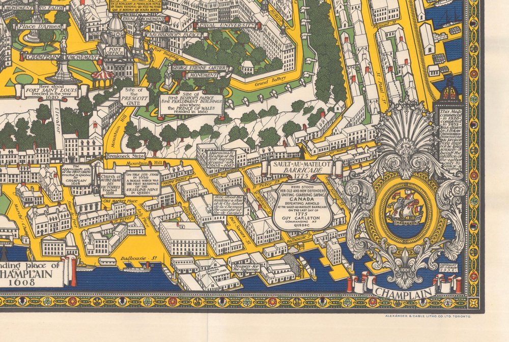 Quebec City Pictorial Map, 1932 for sale at Pamono