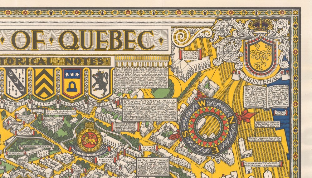 Quebec City Pictorial Map, 1932 for sale at Pamono