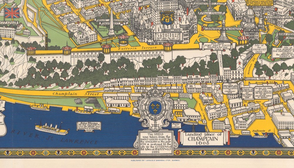 Quebec City Pictorial Map, 1932 for sale at Pamono