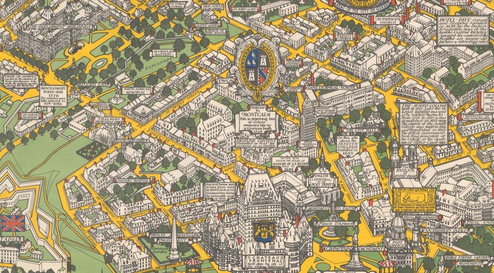 Quebec City Pictorial Map, 1932 for sale at Pamono