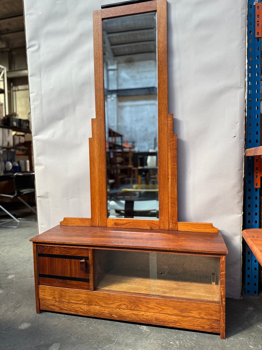 Art Deco Dutch Dressing Table with Mirror, 1930s for sale at Pamono
