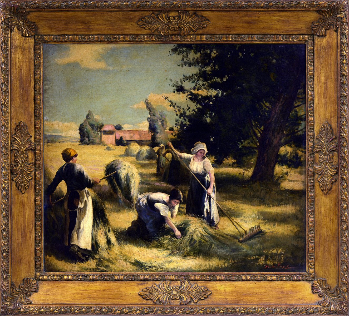 Emilio Pergola, Countryside Scene with Figures, 1990s, Oil on Canvas ...