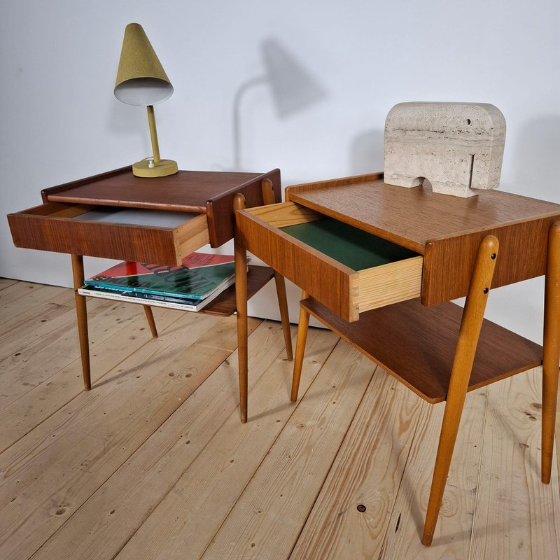 Vintage Danish Teak Bedside Tables, 1960s, Set of 2 for sale at Pamono