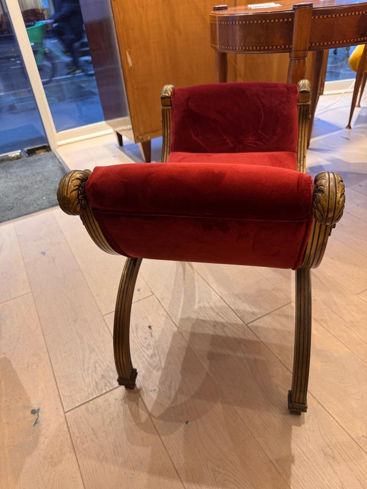 Tabouret Curule Style Néoclassique avec Structure en Bronze, Italie ...
