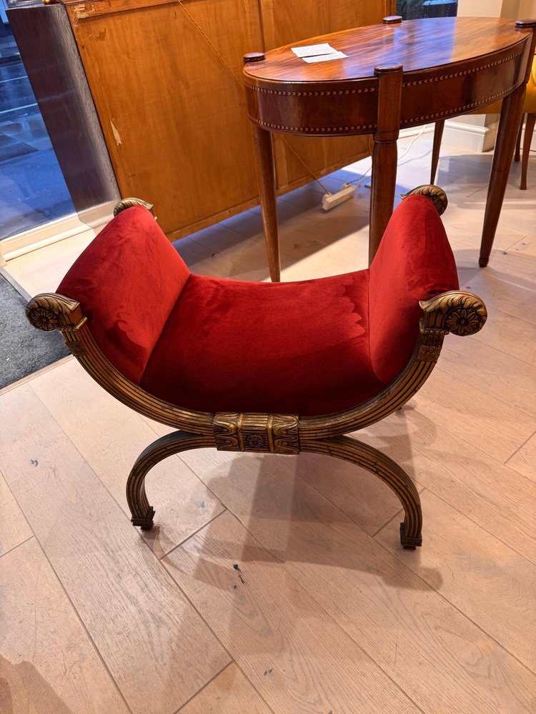 Tabouret Curule Style Néoclassique avec Structure en Bronze, Italie ...