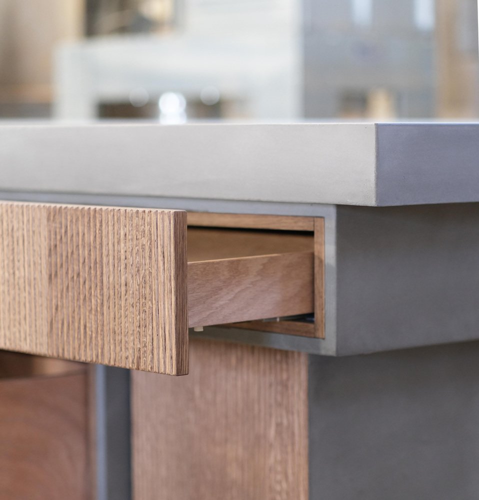 Mass Concrete and Oak Kitchen Island by Baka Studio for sale at Pamono