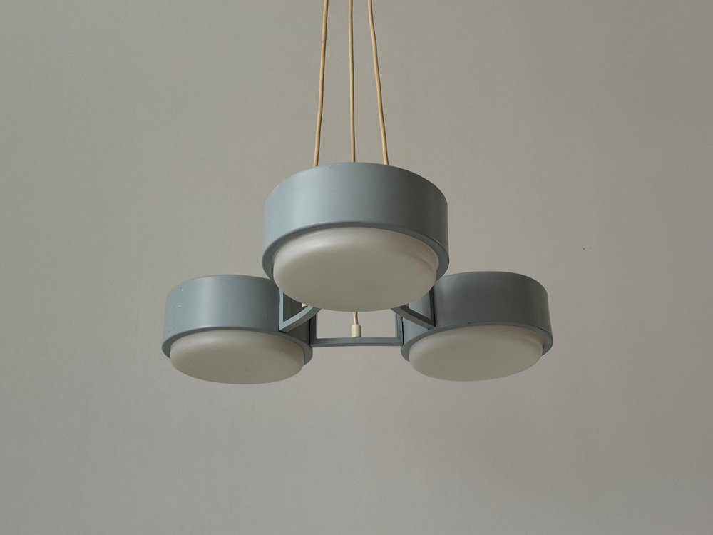 Baby Blue Metal and Glass 3-Head Ceiling Lamp, Germany, 1960s for sale ...