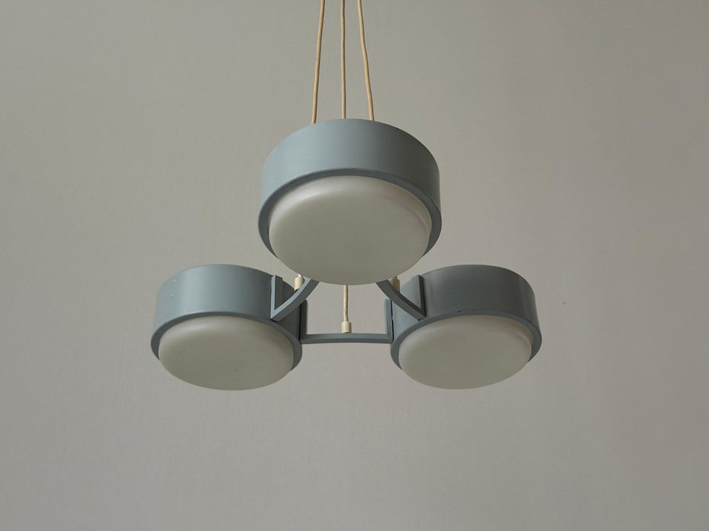 Baby Blue Metal and Glass 3-Head Ceiling Lamp, Germany, 1960s for sale ...