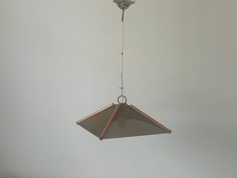 Vintage Italian Wood Lines and Metal Body Pendant Lamp, 1960s for sale ...