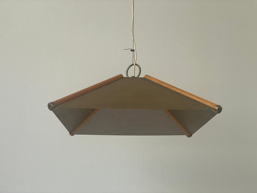 Vintage Italian Wood Lines and Metal Body Pendant Lamp, 1960s for sale ...