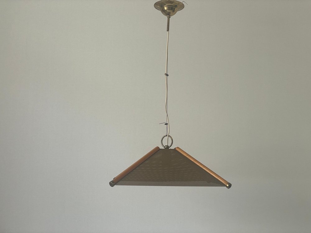 Vintage Italian Wood Lines and Metal Body Pendant Lamp, 1960s for sale ...