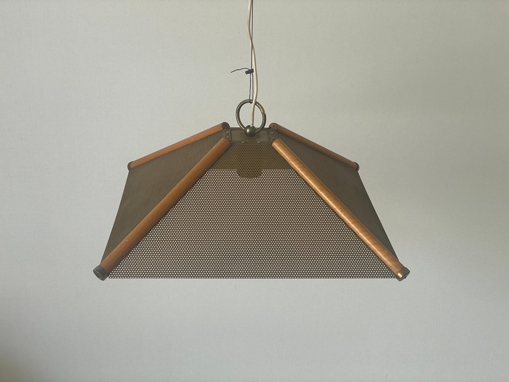 Vintage Italian Wood Lines and Metal Body Pendant Lamp, 1960s for sale ...