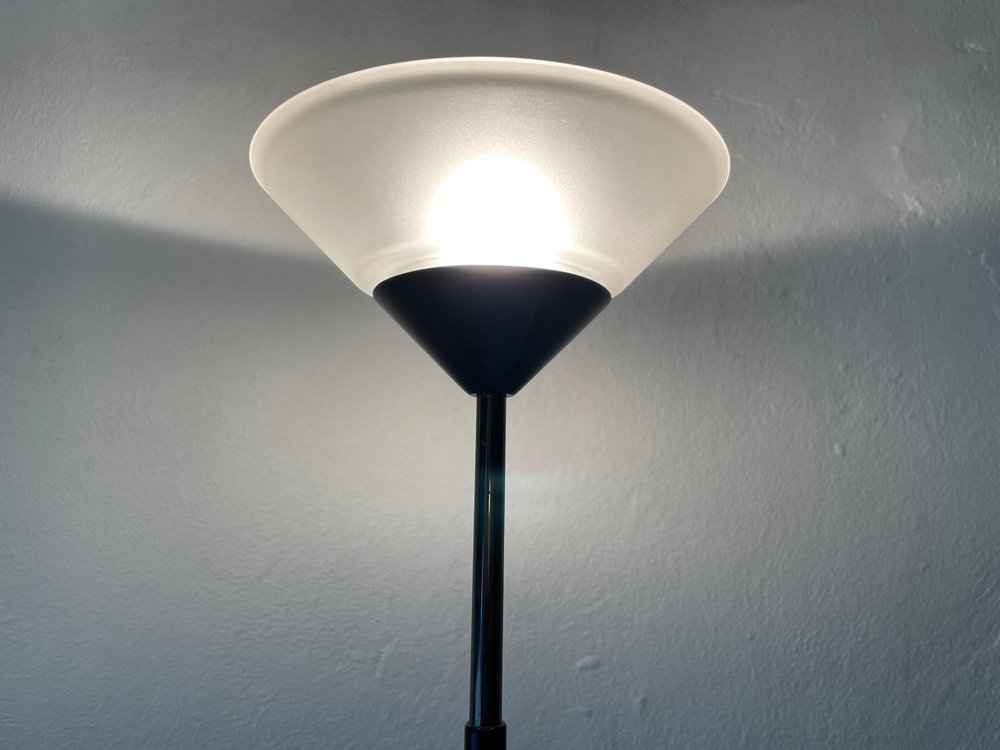 Conical Glass and Black Metal Floor Lamp attributed to Tronconi, Italy ...