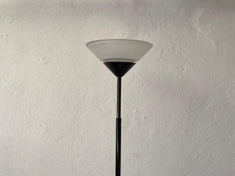 Conical Glass and Black Metal Floor Lamp attributed to Tronconi, Italy ...
