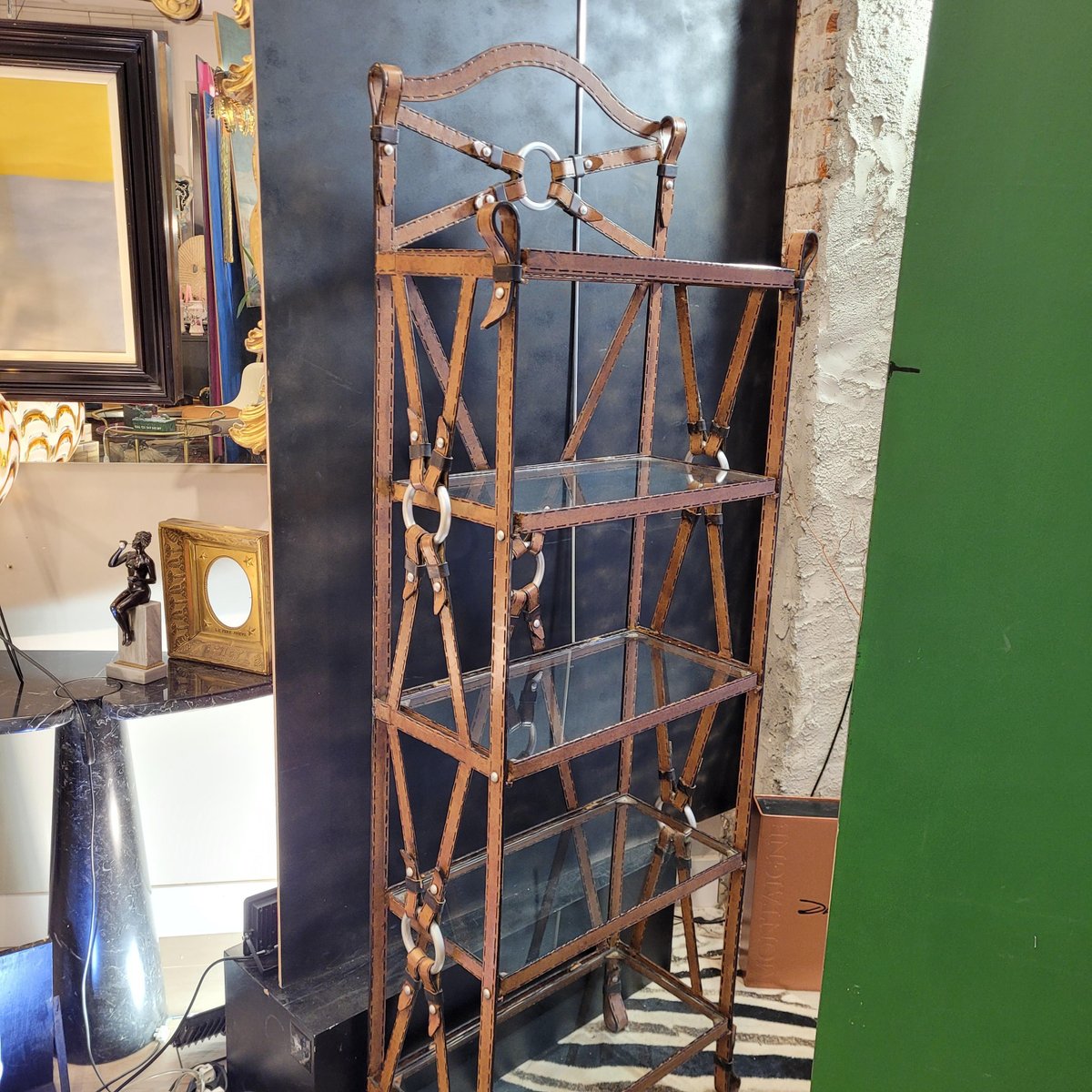 Vintage Display Case in Wrought Iron by Jacques Adnet for Hermès, 1970s ...