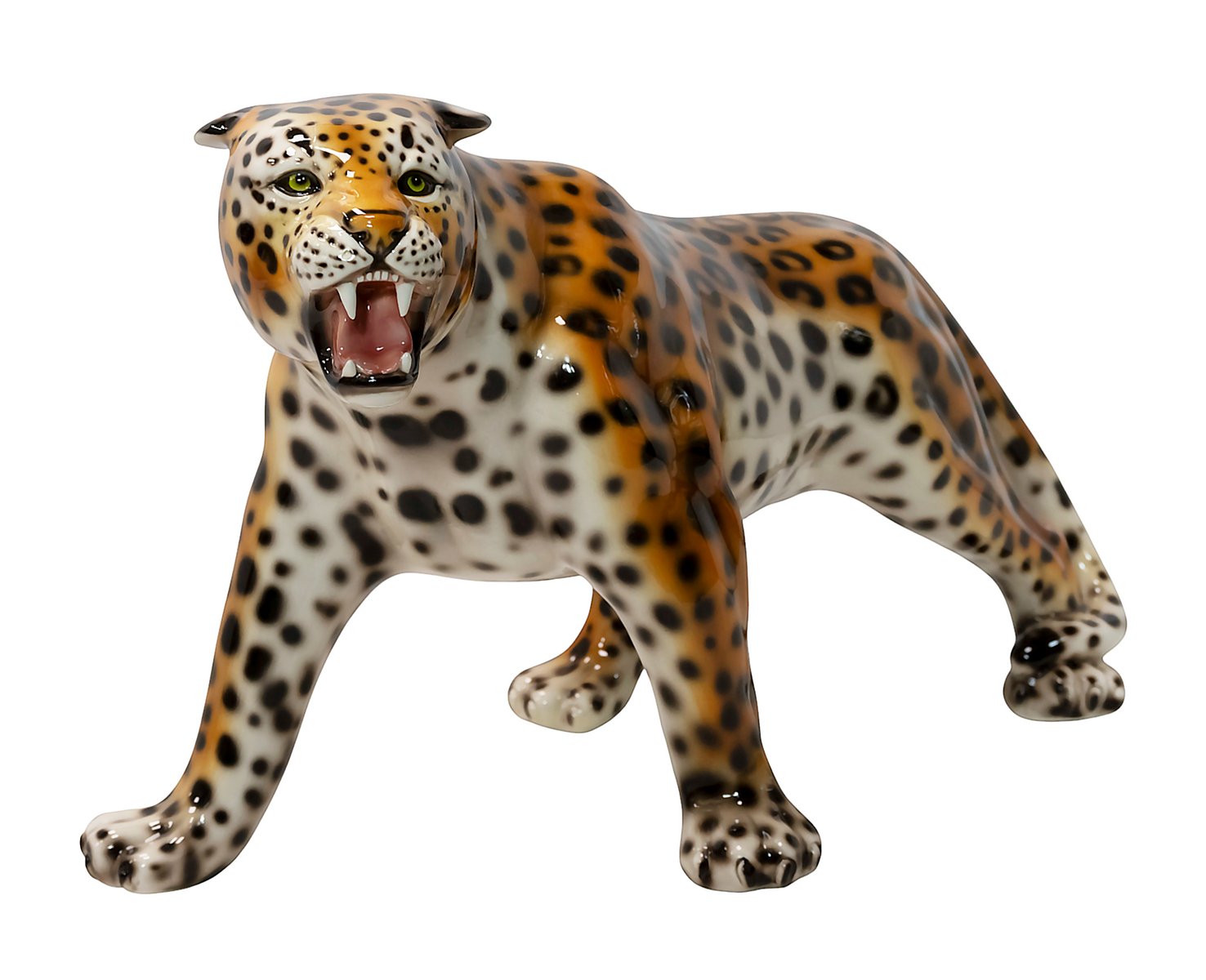 Large Vintage Italian Hand Made Glazed Ceramic Leopard Sculpture, 1980s ...