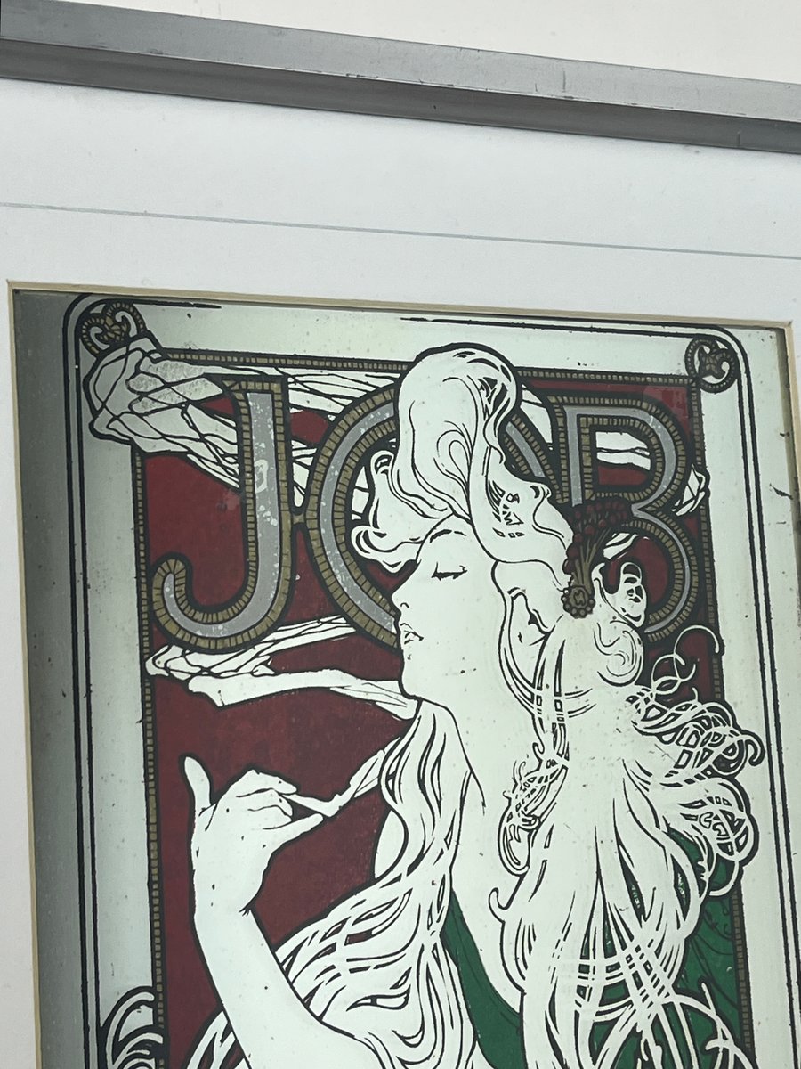 Vintage Art Nouveau Mirror with Job Cigarettes Advertising by Alphonse ...