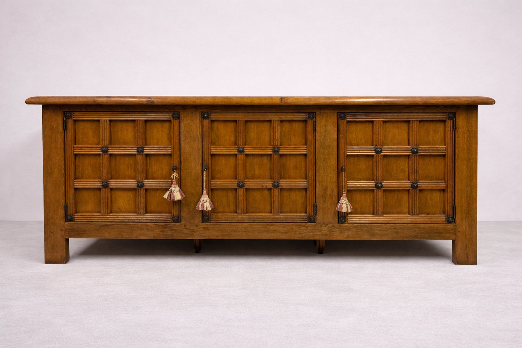 Spanish Style Brutalist Oak Sideboard with Lattice Front, 1960s for ...