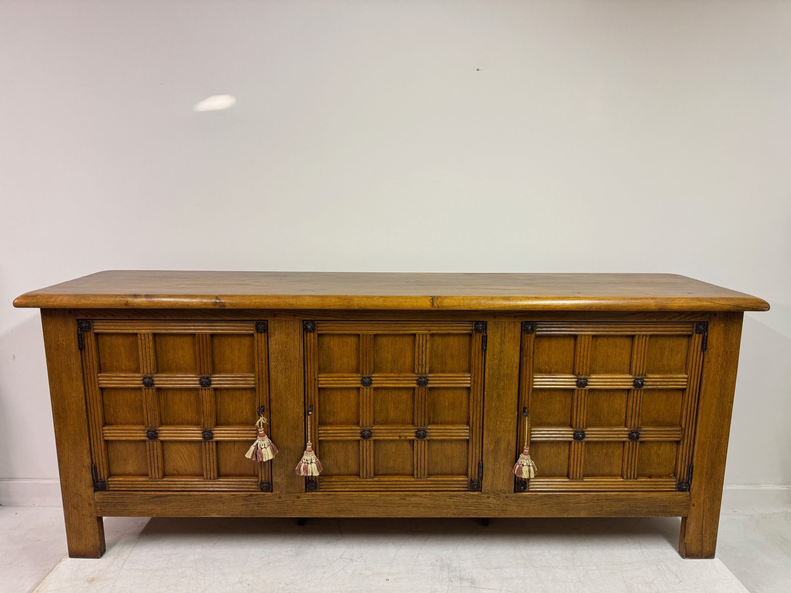 Spanish Style Brutalist Oak Sideboard with Lattice Front, 1960s for ...