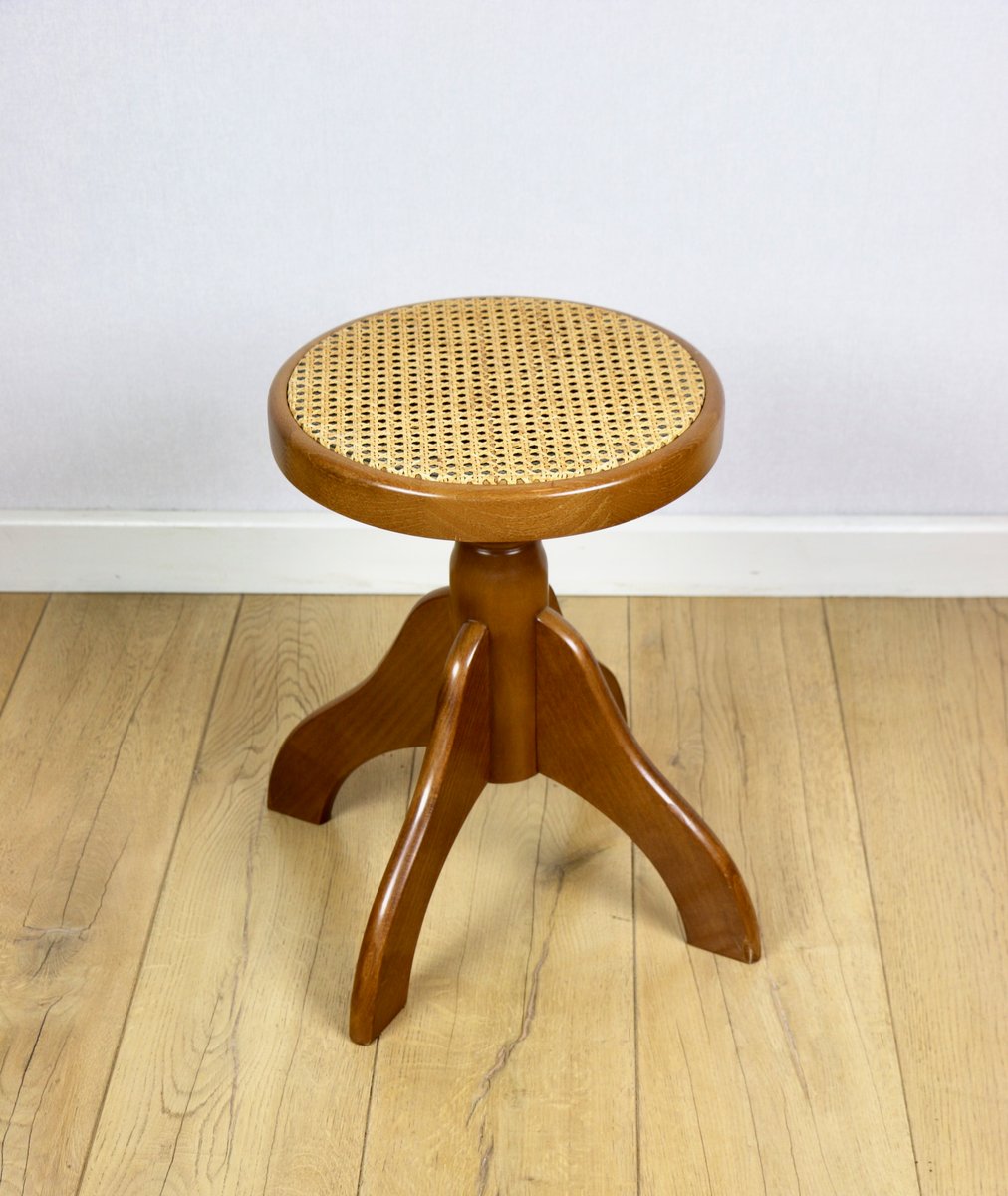 Vintage Adjustable Round Piano Stool, 1980s for sale at Pamono
