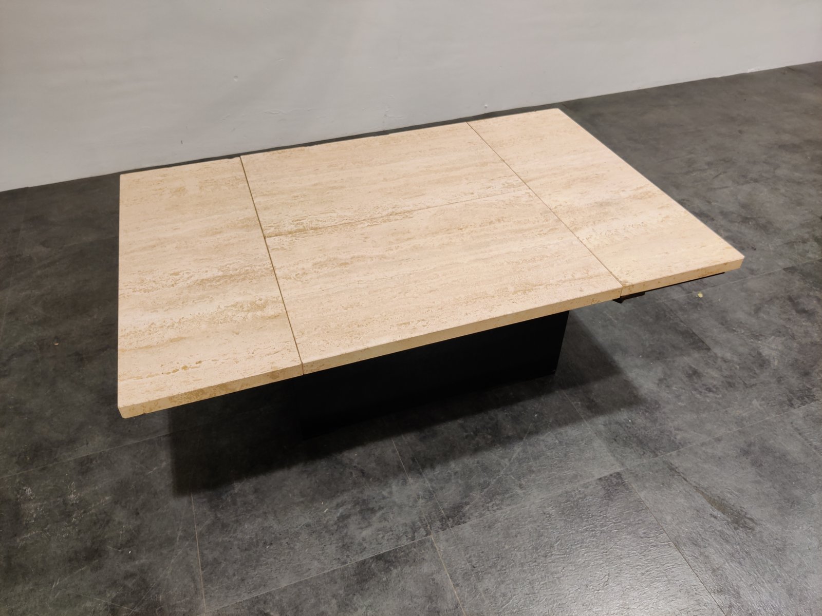 Vintage Travertine Hidden Bar Coffee Table, 1970s for sale at Pamono