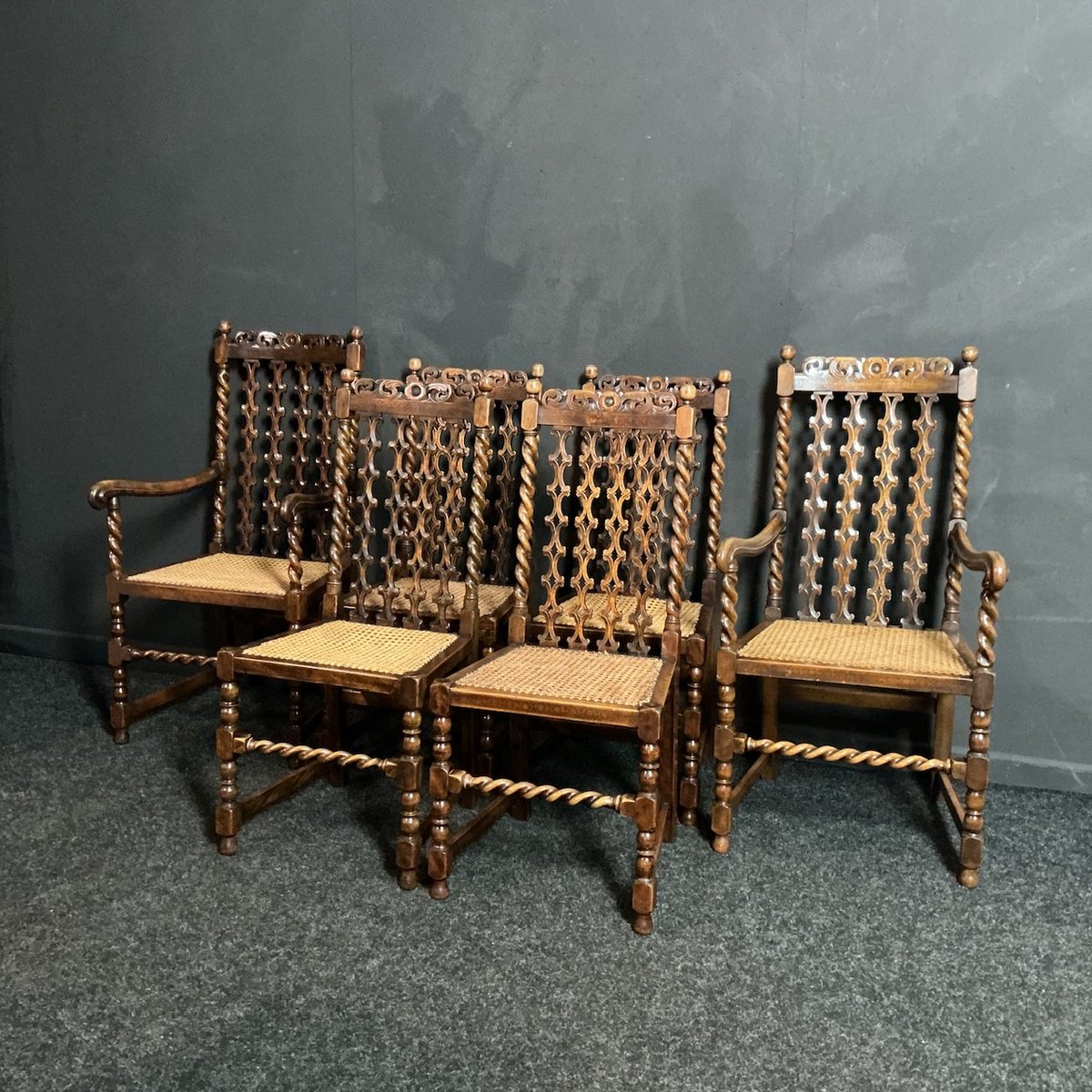 Jacobean Chairs, 1920s, Set of 6 for sale at Pamono
