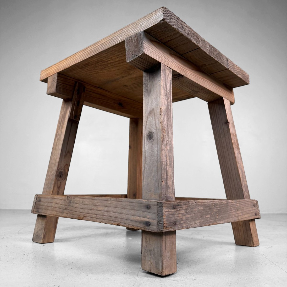 Vintage Japanese Wooden Mingei Stool, 1920s for sale at Pamono