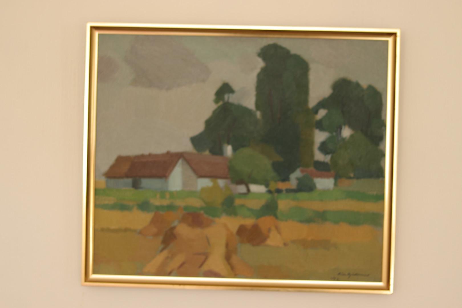 Richard Björklund, Village, anni '50, Olio su tela in vendita su Pamono