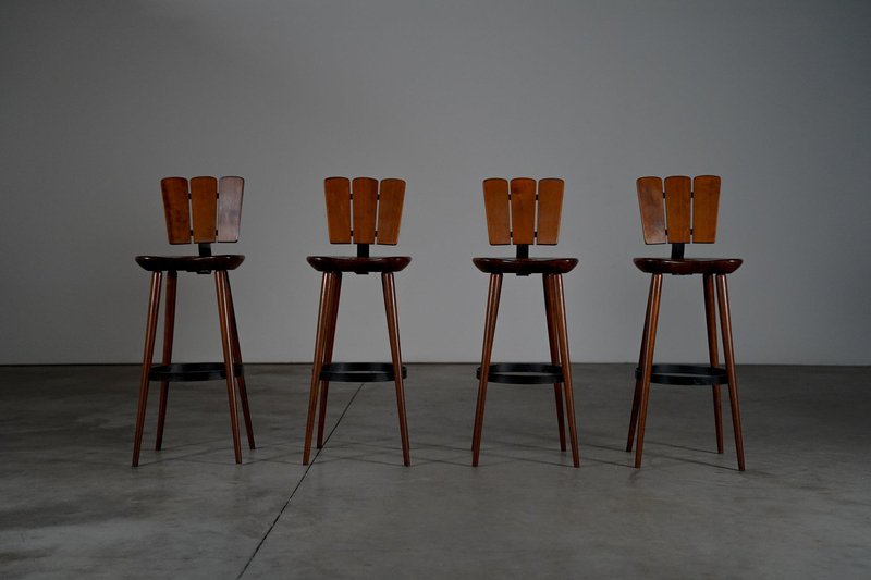 Belgian Brutalist Bar Stools, 1970s, Set of 4 for sale at Pamono