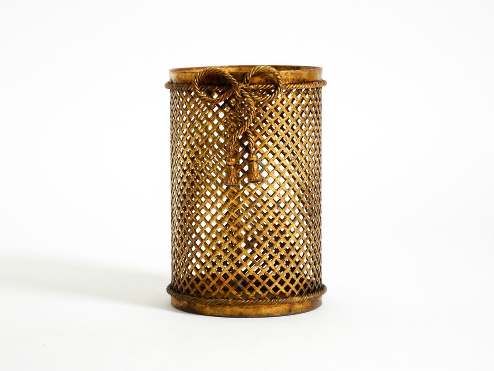 Mid-Century Modern Italian Regency Gilt Metal Waste Paper Bin from Li ...