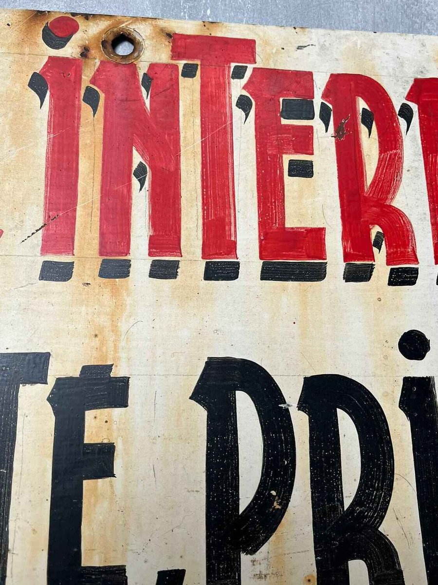 Metal Warning Sign, 1940s for sale at Pamono