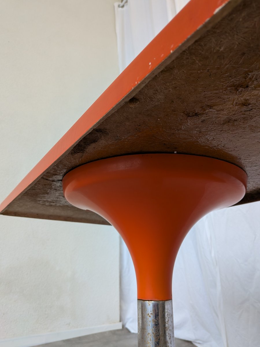 Vintage Space Age Orange Pedestal Table by Finžgar & Zorman for Meblo ...