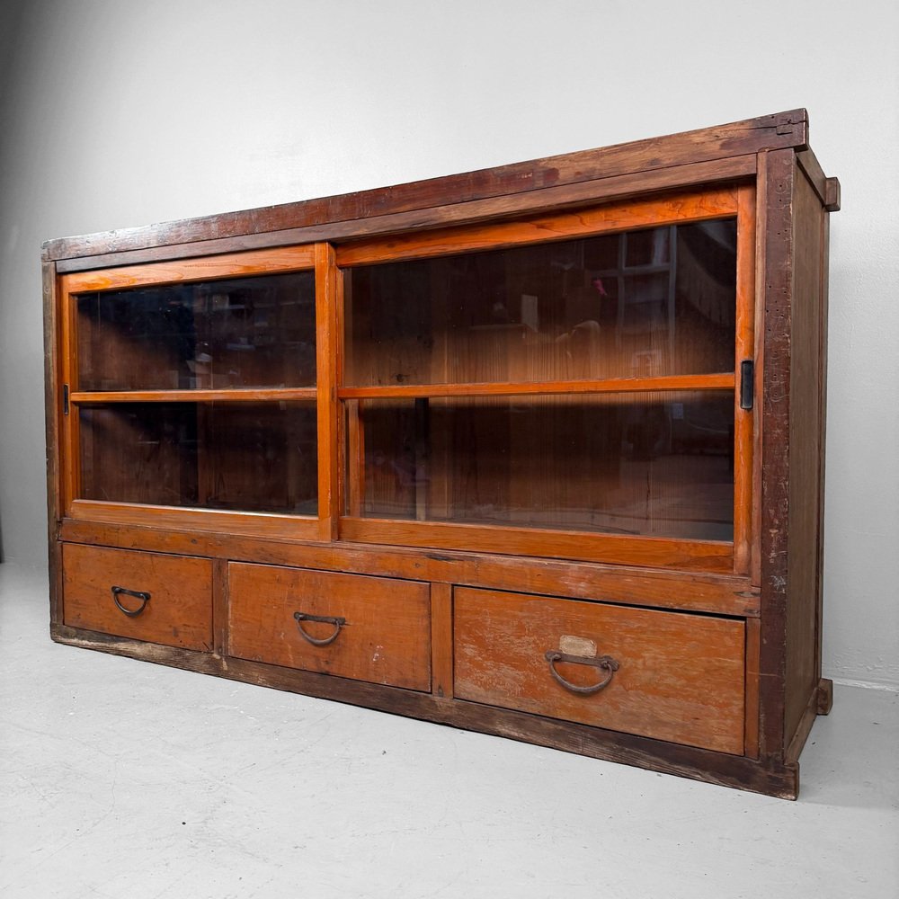 Antique Japanese Shop Counter with Glass Display and Drawers, 1920s for ...