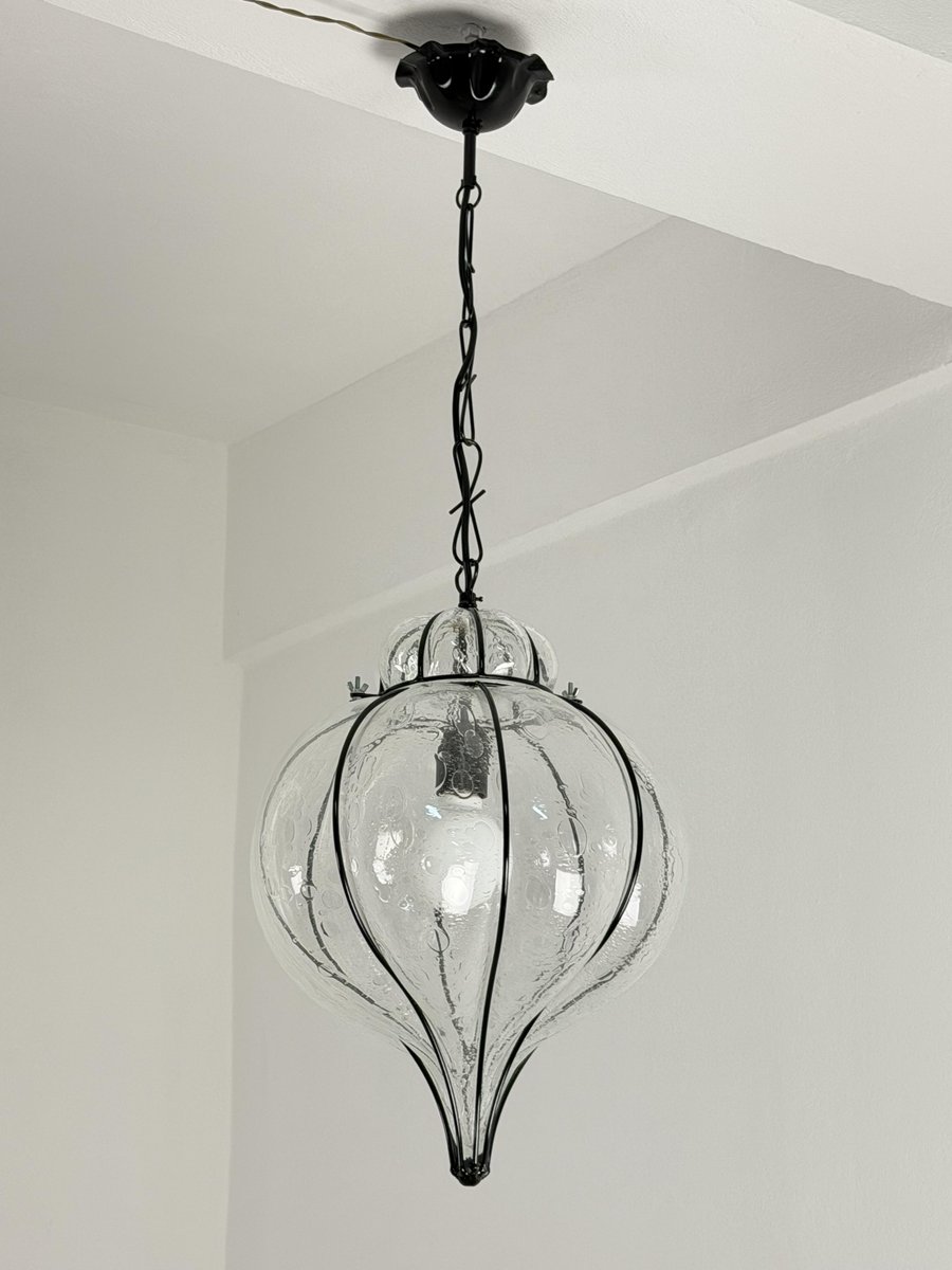 Venetian Lantern in Caged Murano Glass, 1980s for sale at Pamono