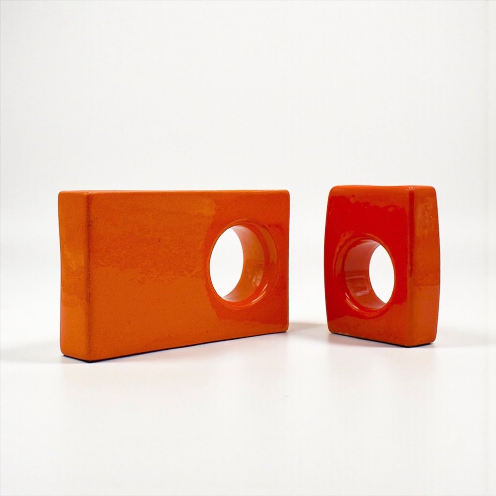 Space Age Sculptural Orange Glazed Ceramic Pieces, 1970s, Set of 2 for ...
