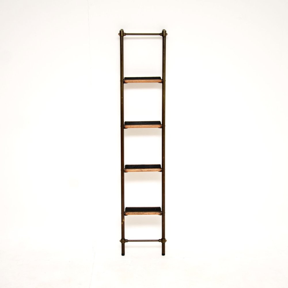 Antique Victorian Brass Library Steps Ladder, 1890s for sale at Pamono
