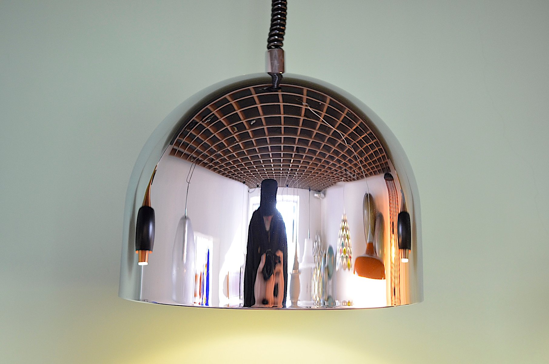 Space Age German Chrome Pendant Lamp from Staff, 1970s for sale at Pamono