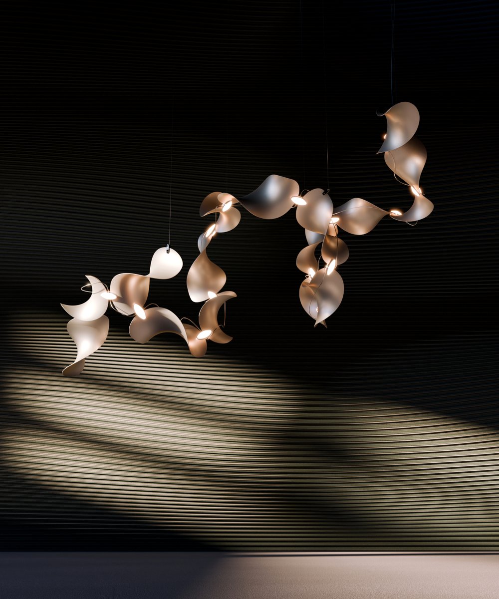 Dune 12 Spiral Chandelier with Metallic Tone Shades from Moss Objects ...