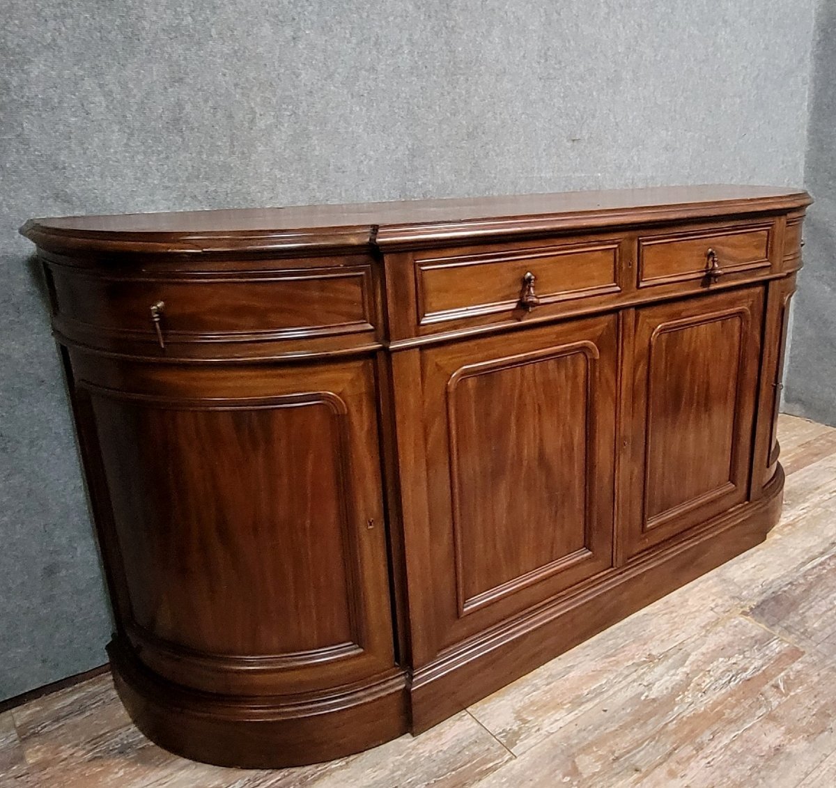 Napoleon III Half-Moon Shaped Buffet in Cuban Mahogany for sale at Pamono