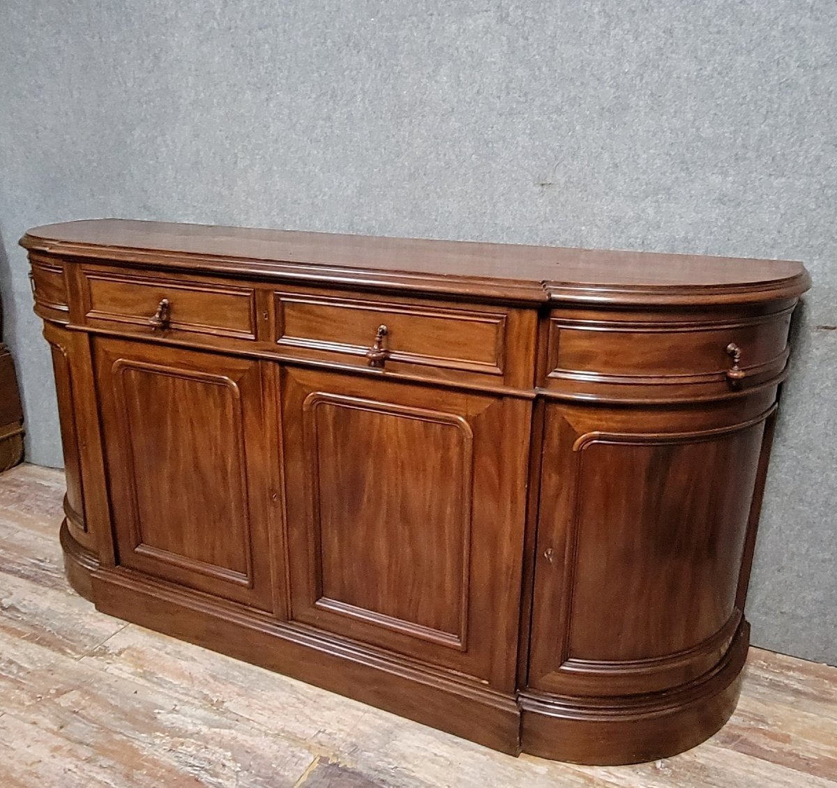 Napoleon III Half-Moon Shaped Buffet in Cuban Mahogany for sale at Pamono