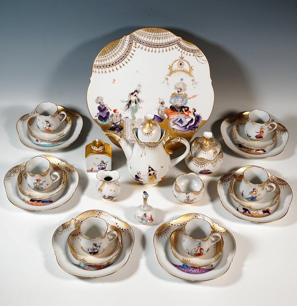 Coffee Mocha and Dessert Set for Six Persons from Meissen, Set of 25 ...