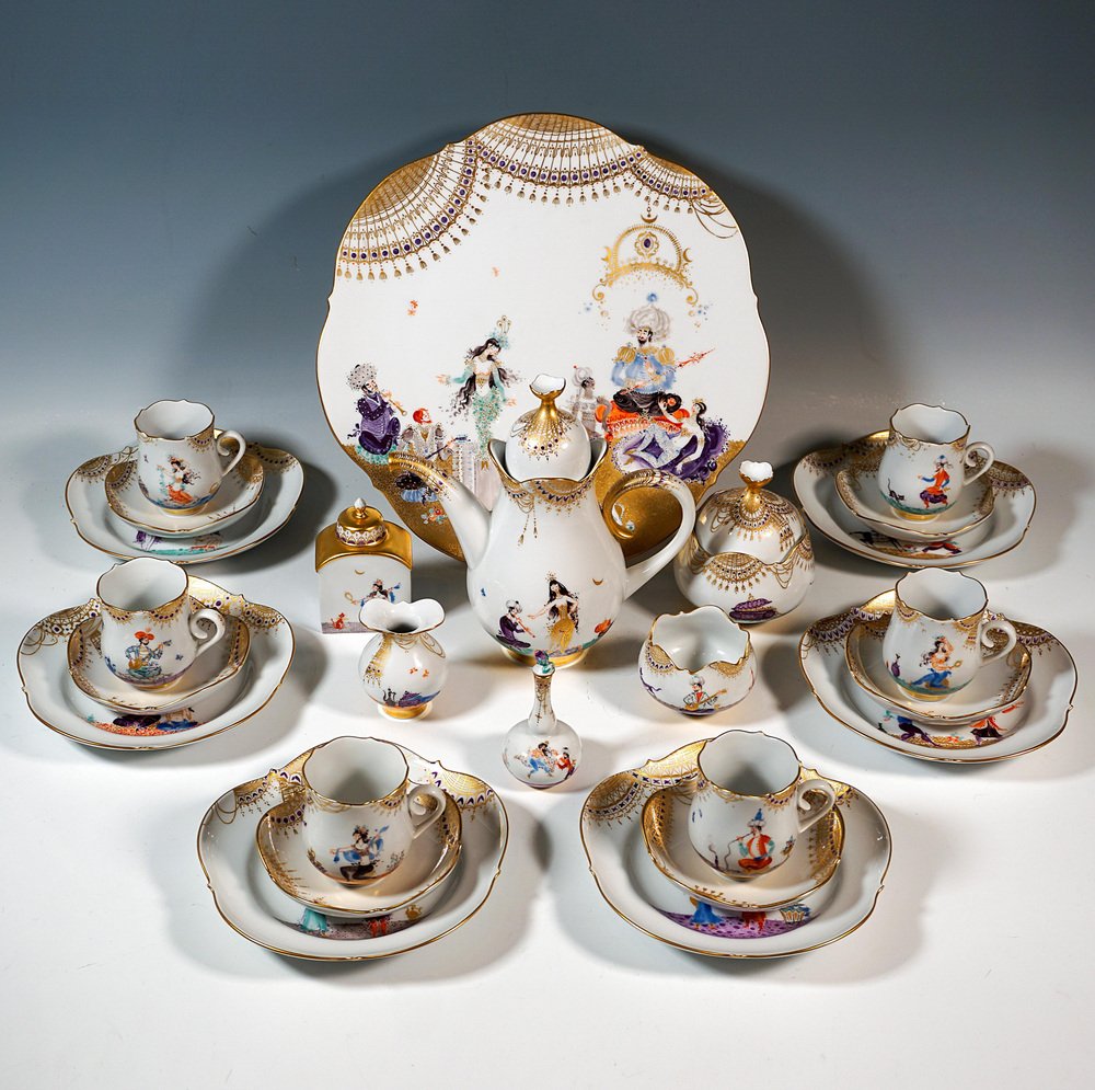 Coffee Mocha and Dessert Set for Six Persons from Meissen, Set of 25 ...