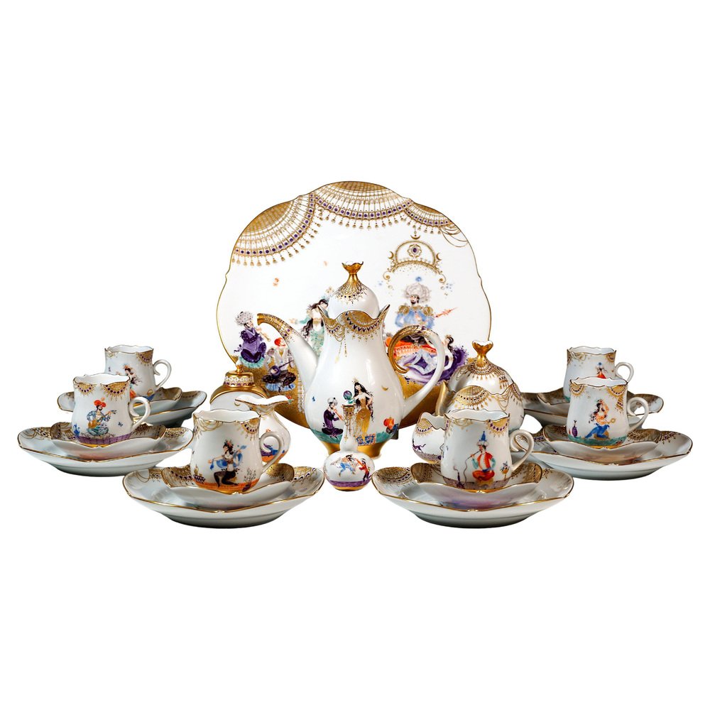 Coffee Mocha and Dessert Set for Six Persons from Meissen, Set of 25 ...