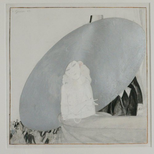 Charles Gesmar, Portrait von Jane Marnac, Gouache, Tusche und Aquarell ...