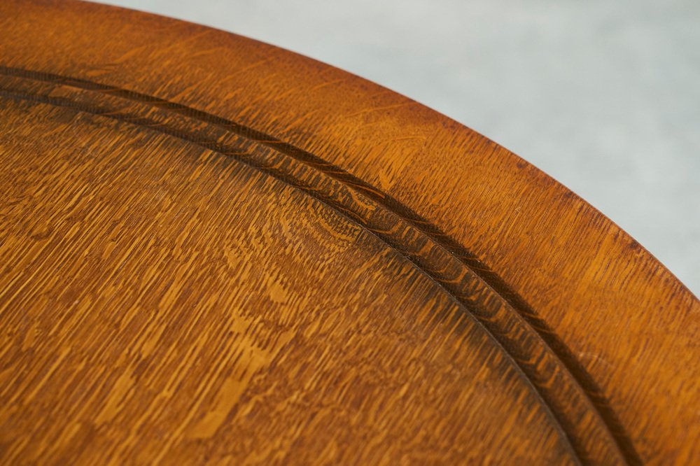 Vintage Round Coffee Table with Baluster Legs in Oak by H. Pander ...