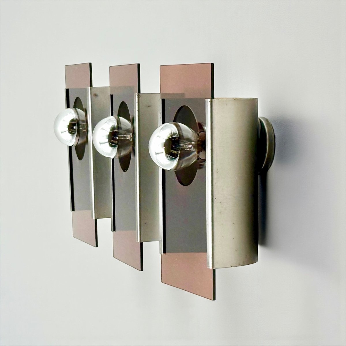 Vintage Space Age Wall Lights in Smoked Acrylic Glass and Metal, 1970s ...